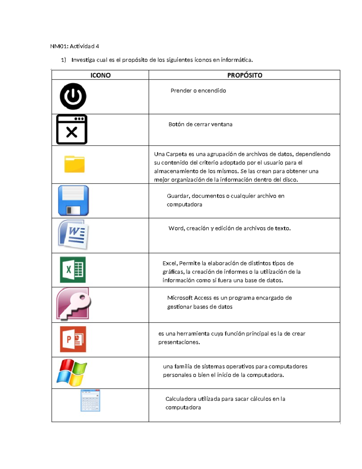 NM01 Actividad 4 - examen prepa isea - NM01: Actividad 4 1) Investiga ...