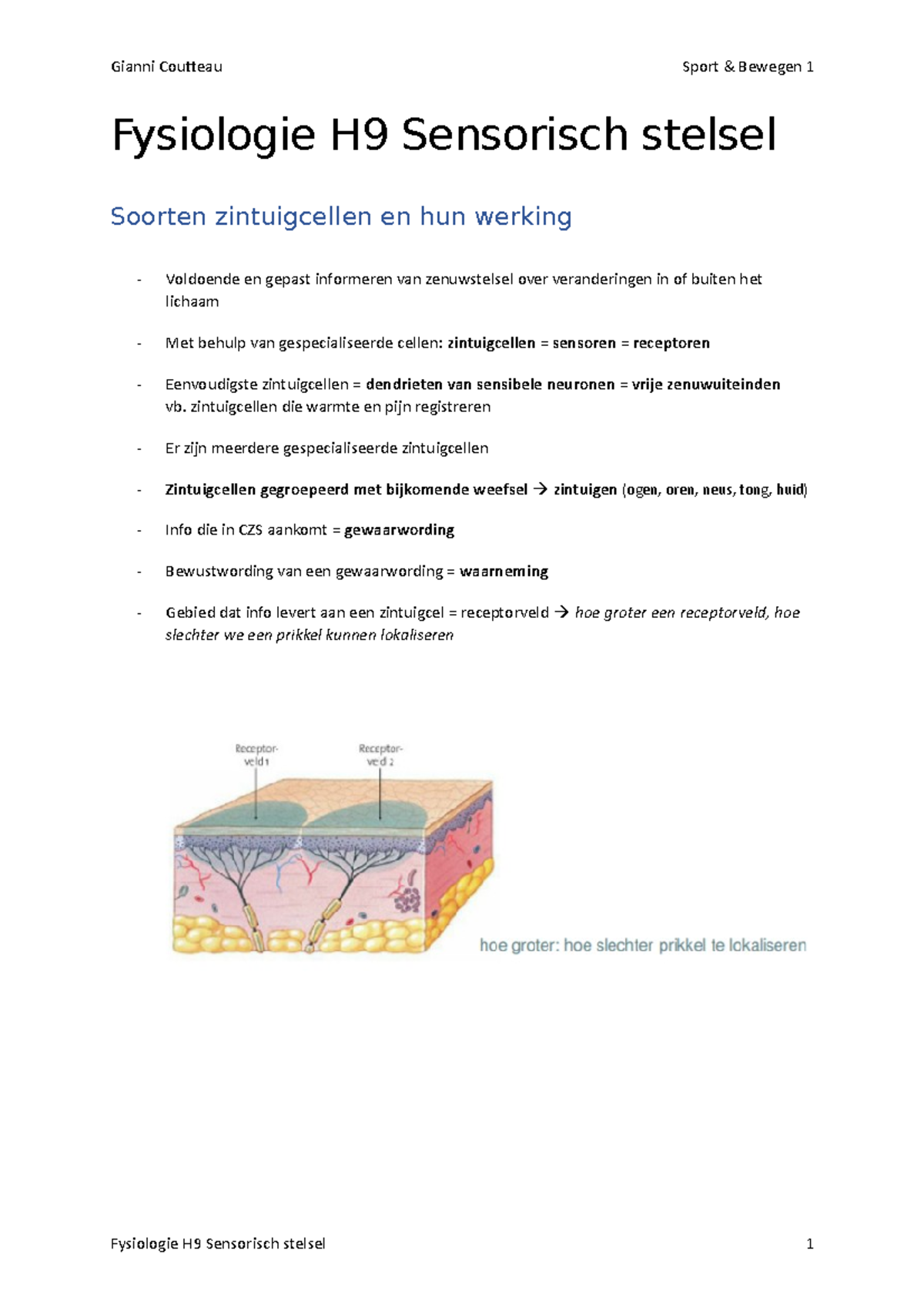 Fysiologie H9 Sensorisch stelsel - Fysiologie H9 Sensorisch stelsel ...