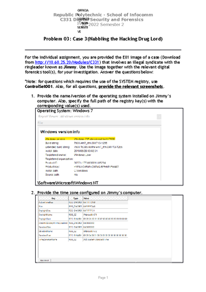 C331 P03 WS Part 2 Kevin - Sample worksheet. Part 2 of lp3 - Republic Polytechnic - School of ...
