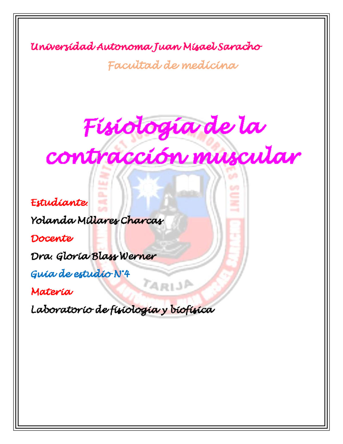 GUIA 4 - CONTRACCION MUSCULAR - Warning: TT: undefined function: 32 Universidad Autonoma Juan ...
