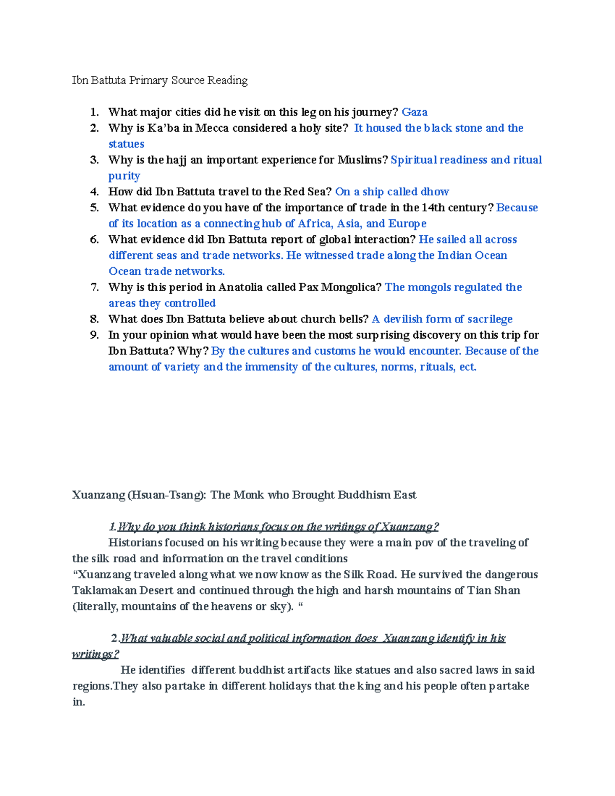 Unit 2 Explorers - fjddk wsndnjsjwa - Ibn Battuta Primary Source ...