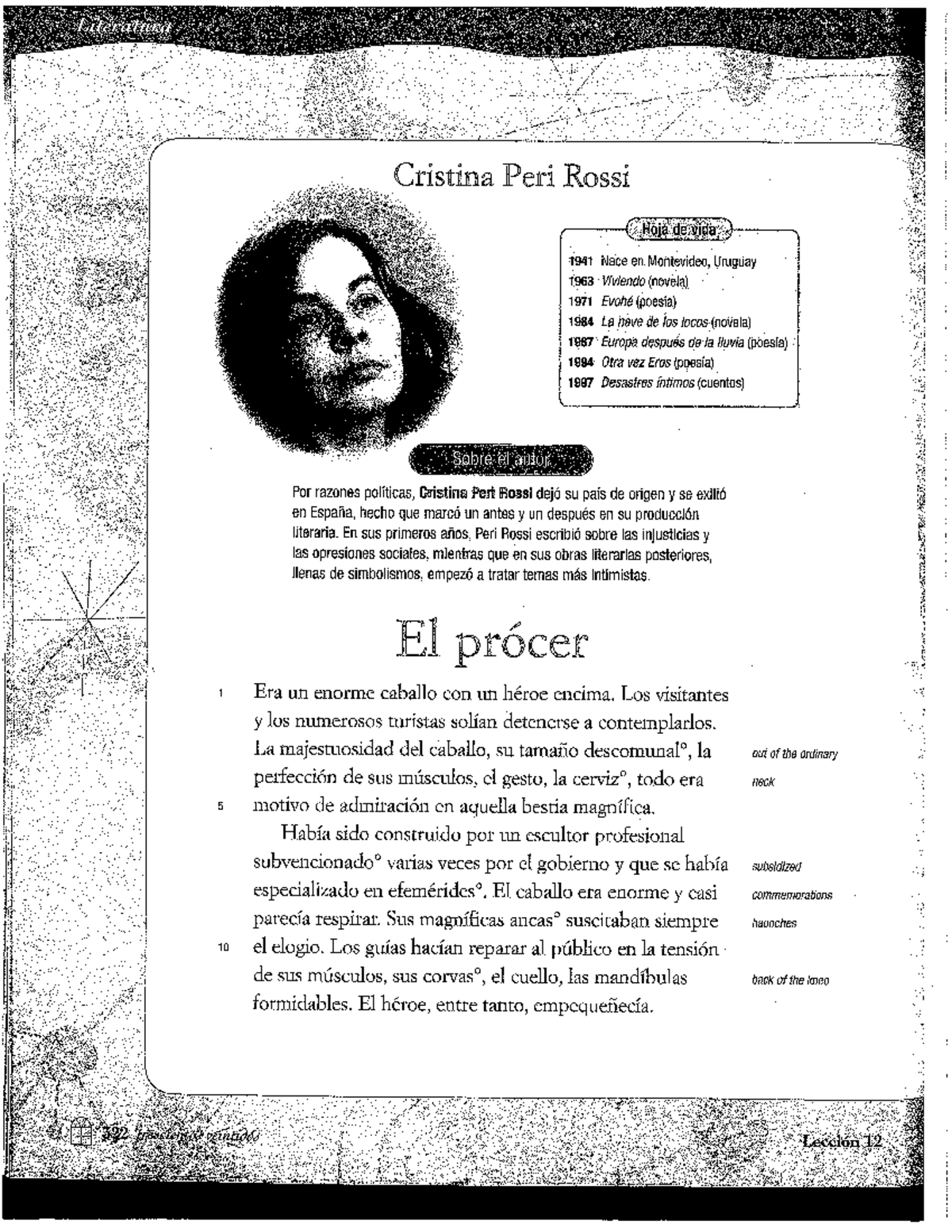 Peri Rossi El procer - resumen - Lengua Española - Studocu