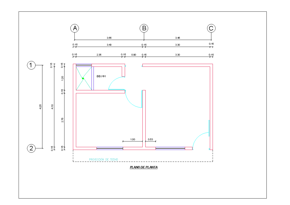 Trbjo cotas - SS 1. B A - 0. PLANO DE PLANTA - 3. - 0. - 3. - 0. - 0 ...