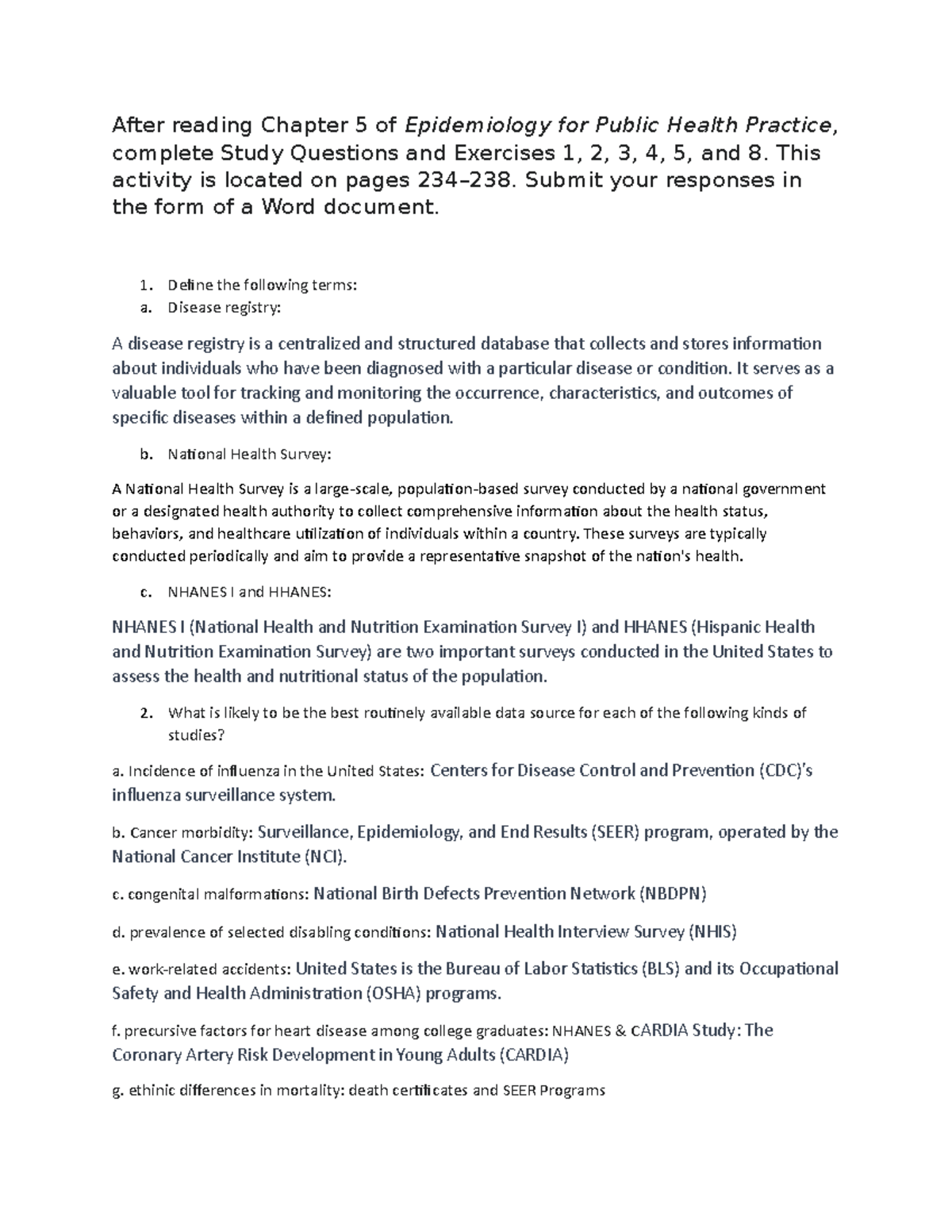 Vega J Chapter 5 - Chp 5 Discussion - After reading Chapter 5 of Epidemiology for Public Health ...