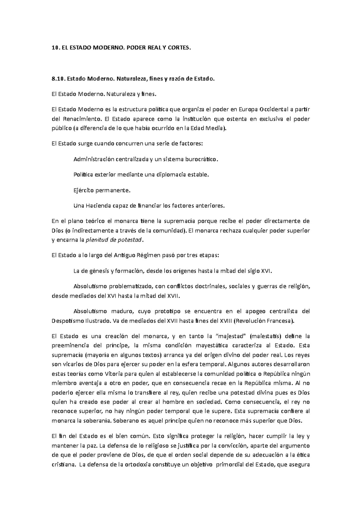 EL ESTADO MODERNO. PODER REAL Y CORTES. - 10. EL ESTADO MODERNO. PODER ...