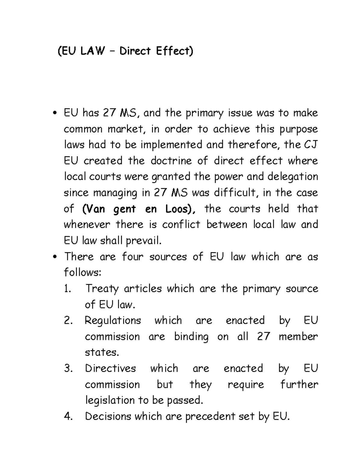 Eu Law Direct Effect Eu Law Direct Effect Eu Has 27 Ms And The Primary Issue Was To Make