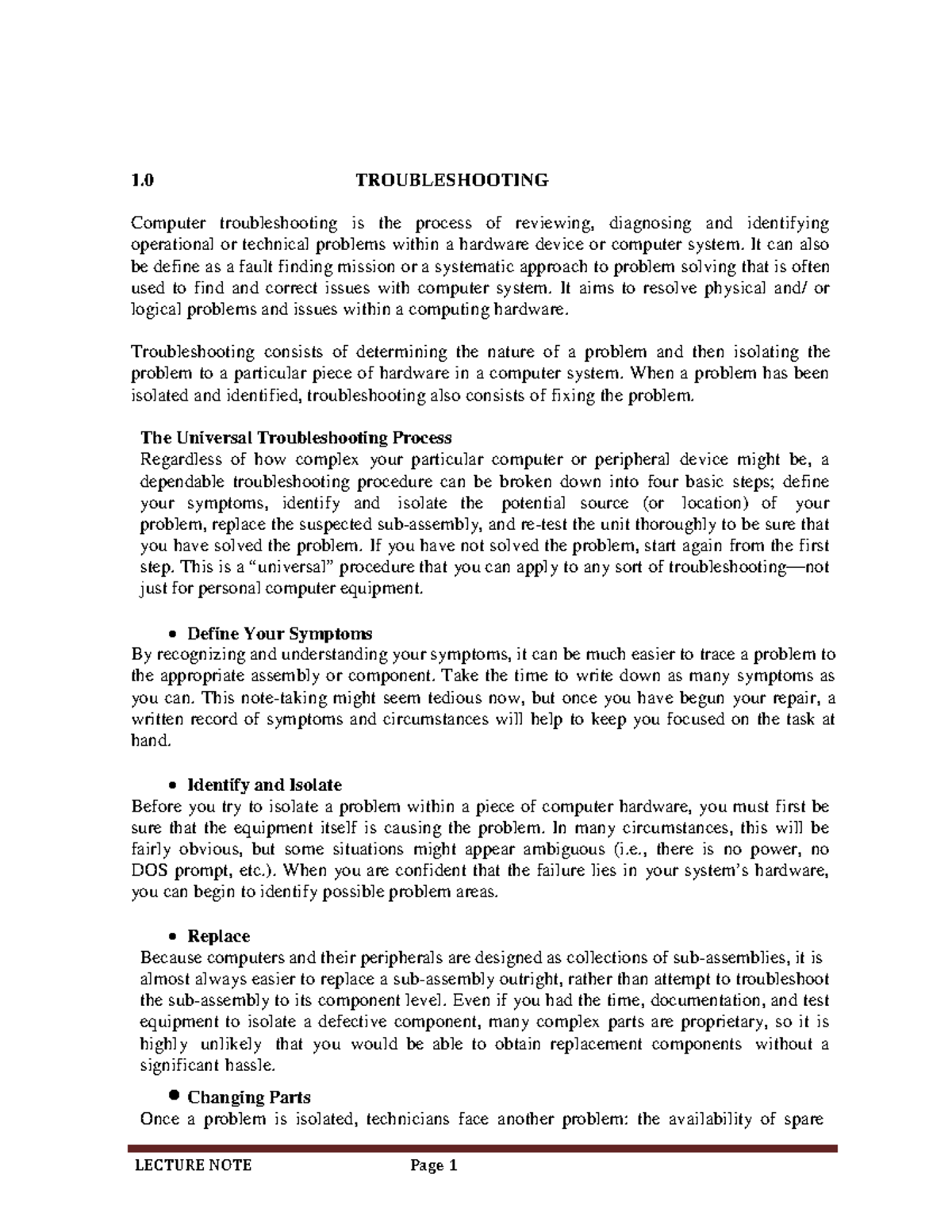 Laptops - Chapter 7 of Computer Hardware and Maintenance - 1 ...