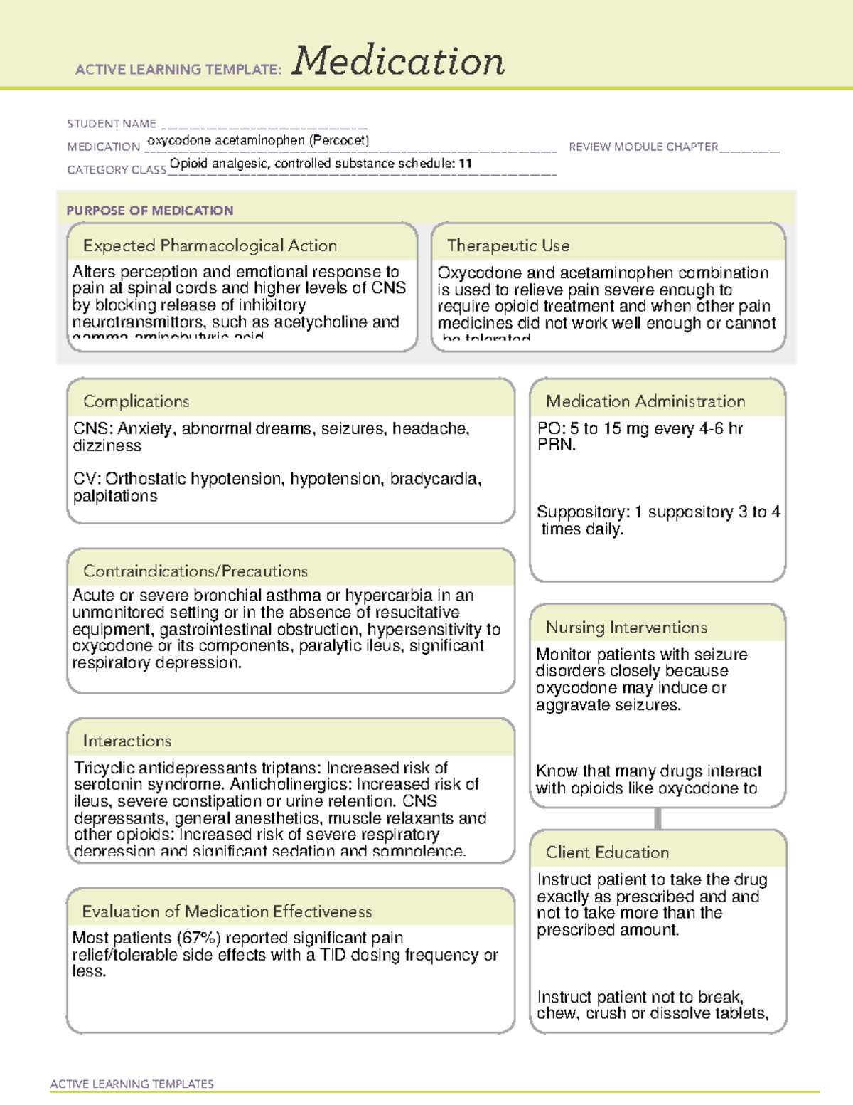 Active Learning Template - Medication - ACTIVE LEARNING TEMPLATES ...