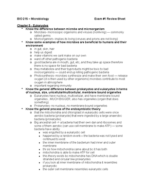 Lecture 1 Study Guide - Microbiology Lecture Exam #1 Review Outline Use ...