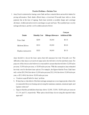 (Questions) Practice Problems Statistical Decision Making - Practice Problems—Statistical ...