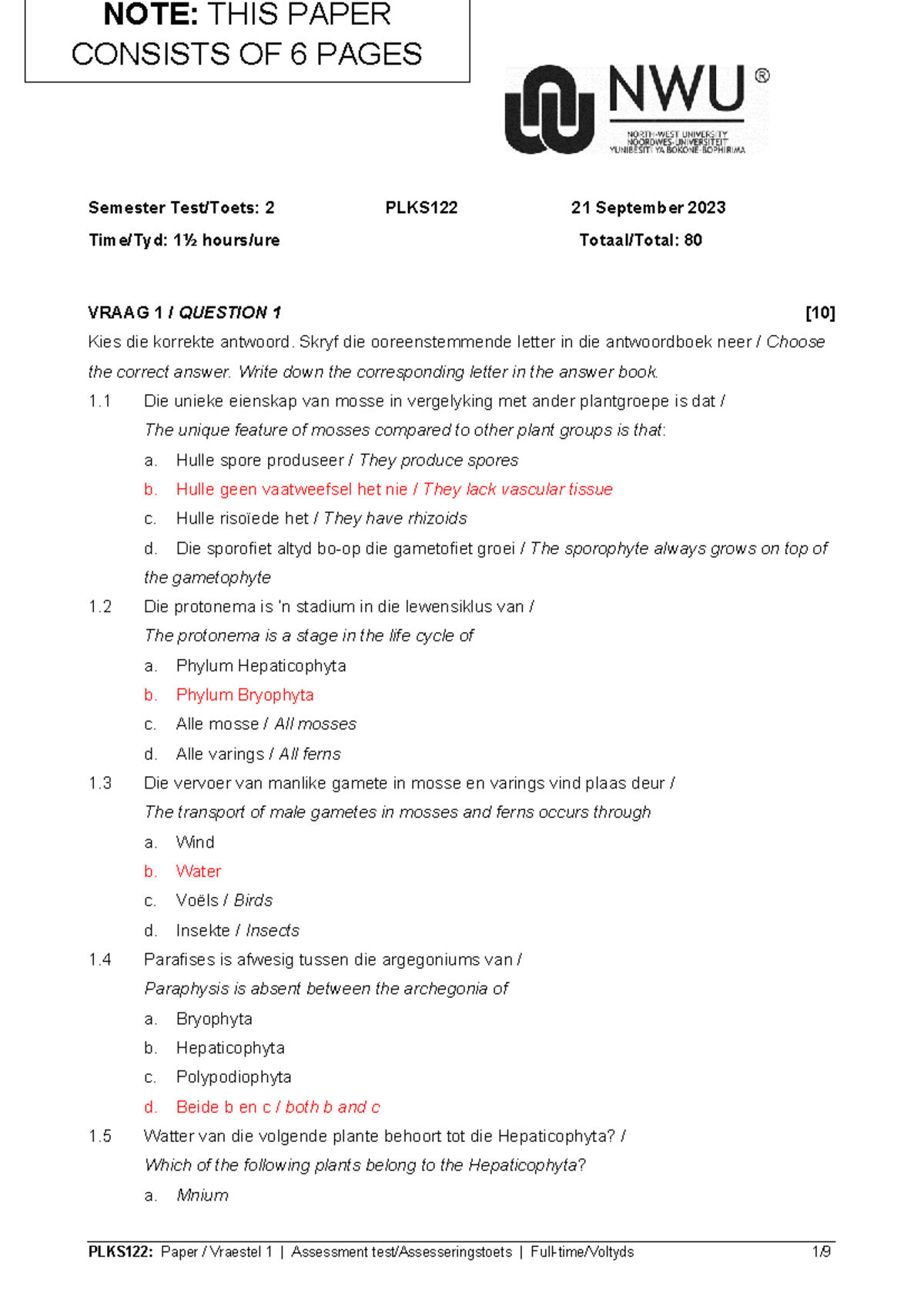 Semester test 2 memo - Practice material - Semester Test/Toets: 2 ...