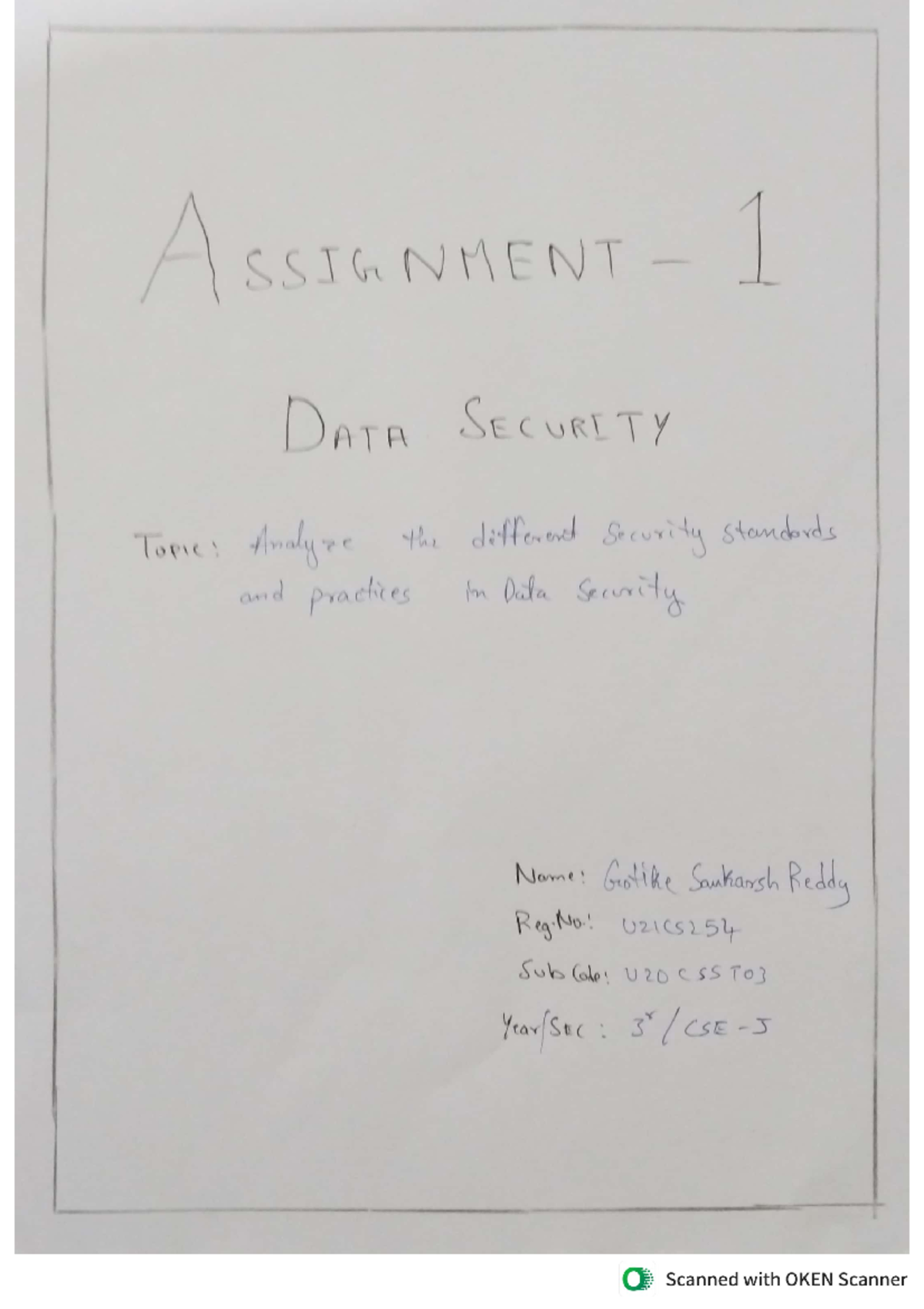 Data Security Assignment-1 U21CS254 - ASSIGN NMENT 1 DATA SECURITY ...