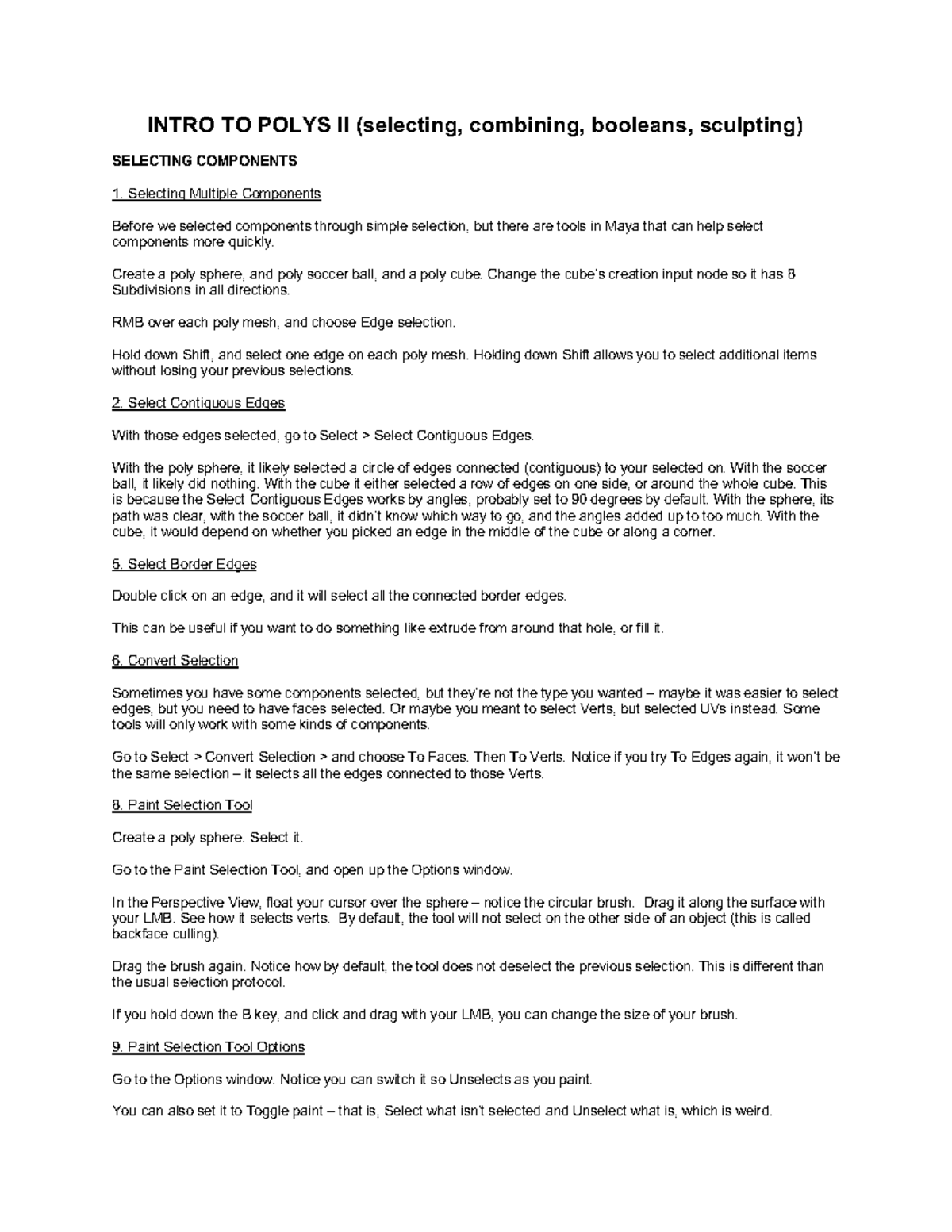 Intro to Polygons Lesson 2 - INTRO TO POLYS II (selecting, combining ...