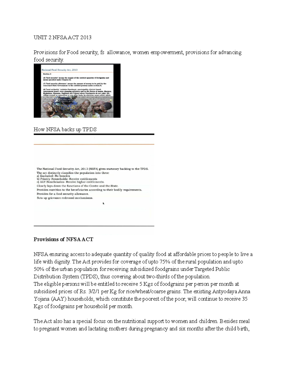 UNIT 2 NFSA ACT 2013 - Lecture notes 5-9 - UNIT 2 NFSA ACT 2013 ...