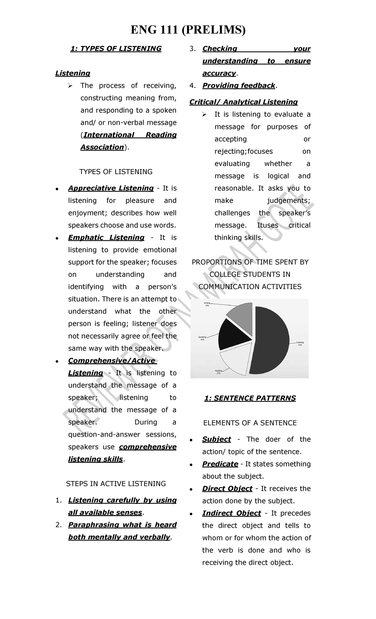 ENG 111 ( Prelims) - Lecture notes 1 - Doctor of Dental Medicine - OLFU ...