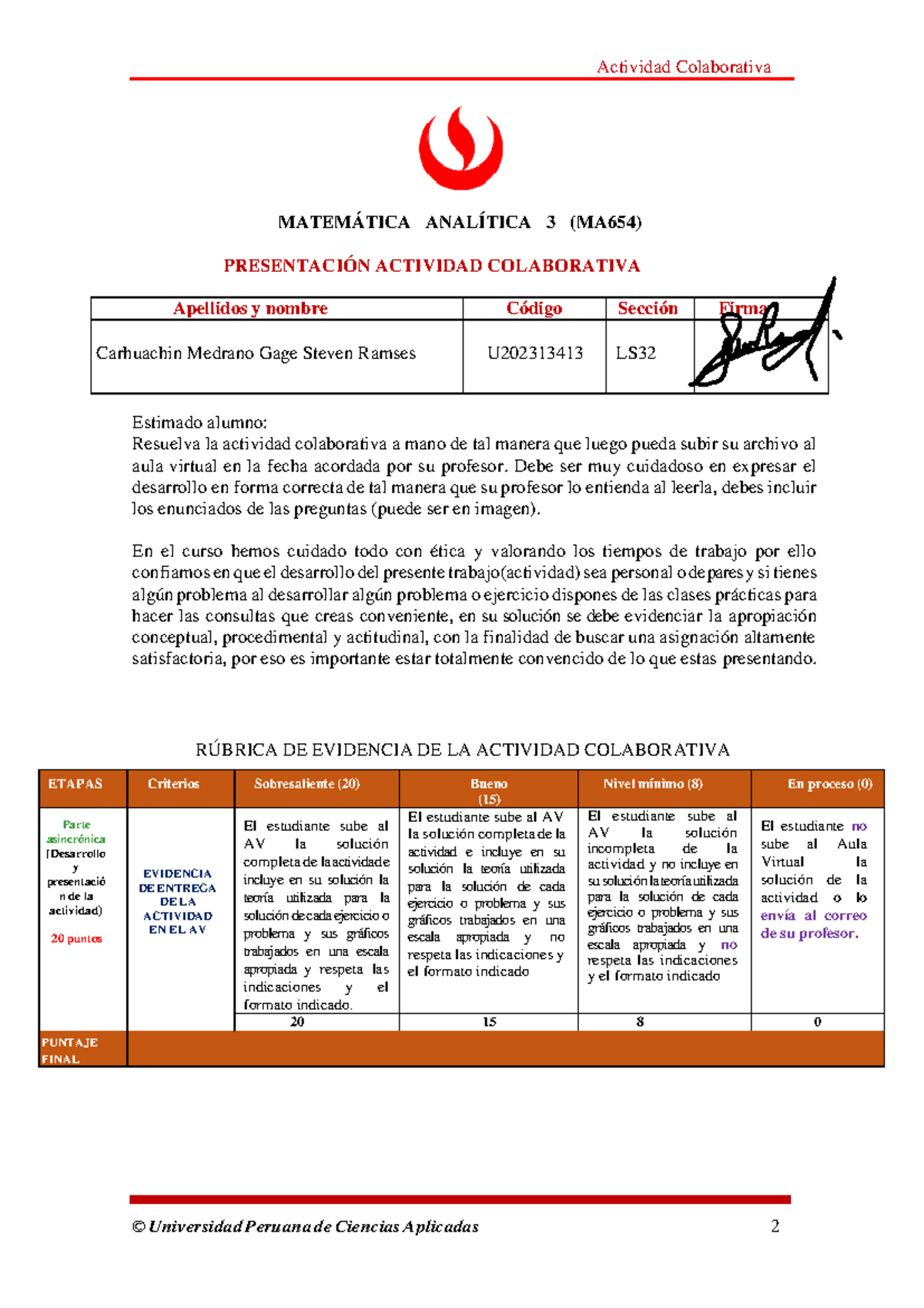 Actividad Colaborativa NRO 2 - MATEMÁTICA ANALÍTICA 3 (MA654 ...