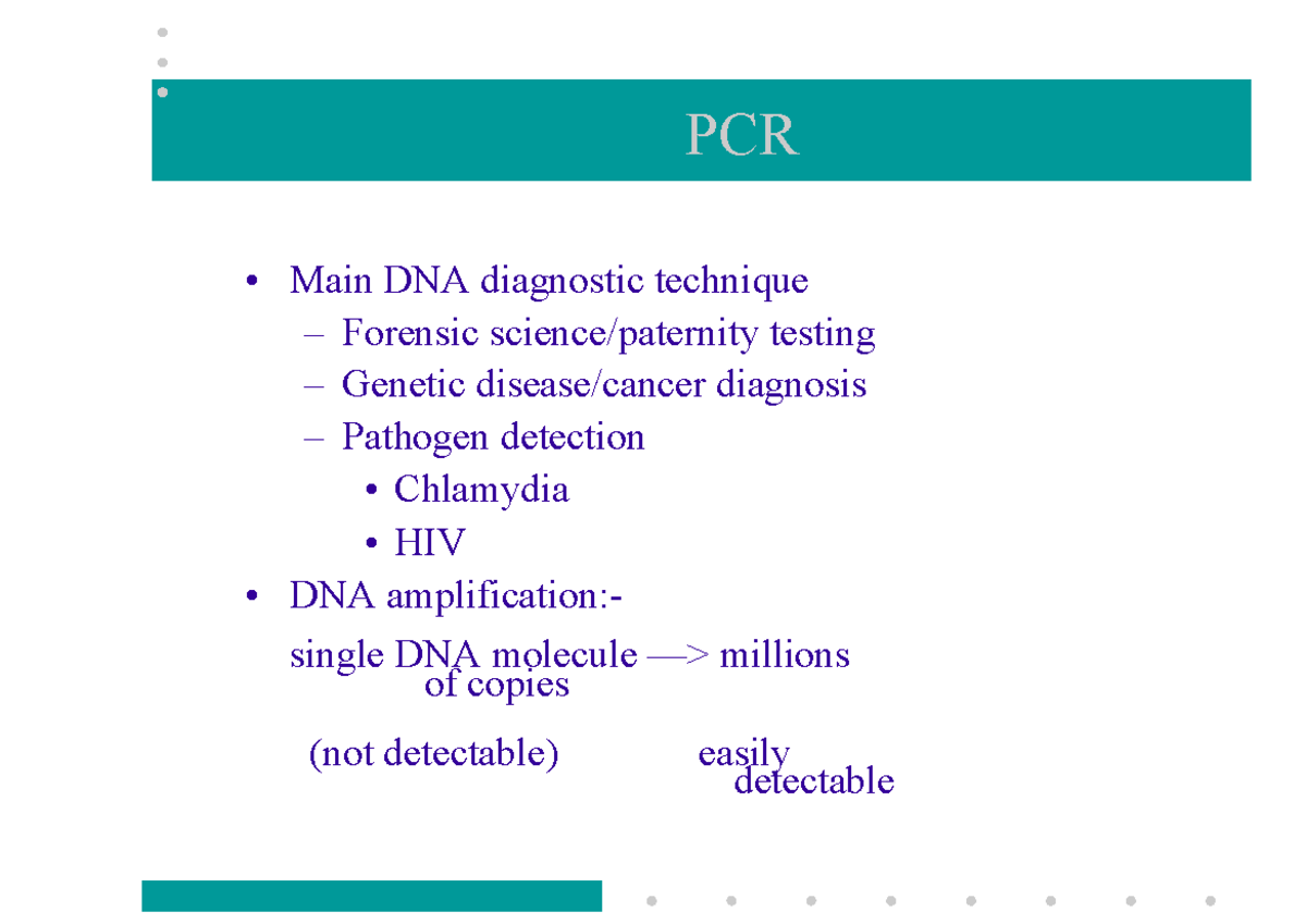 PCRIv 2 GenEng D.Groth - PCR Main DNA diagnostic technique Forensic ...