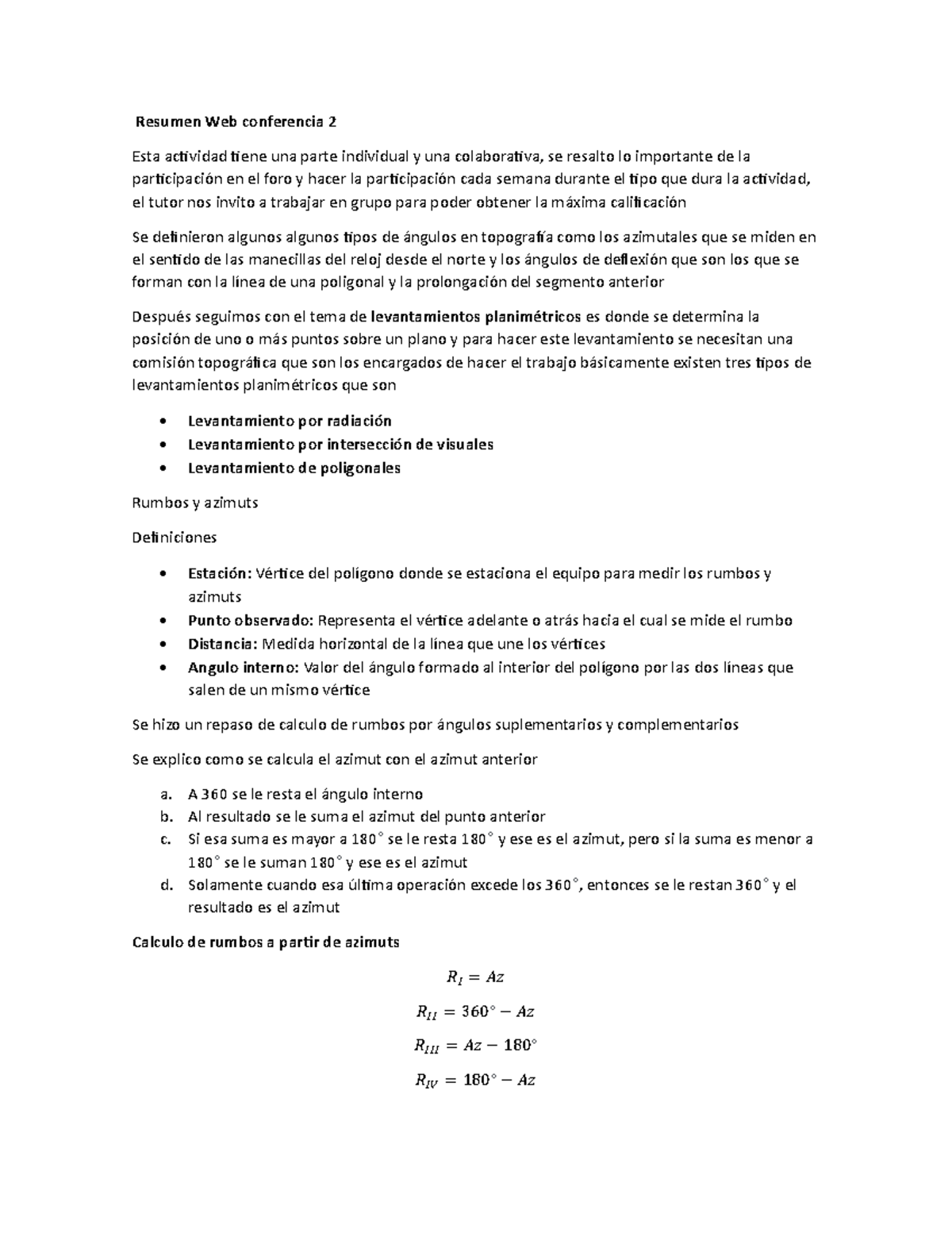 Resumen Web conferencia 2 - A 360 se le resta el ángulo interno b. Al ...