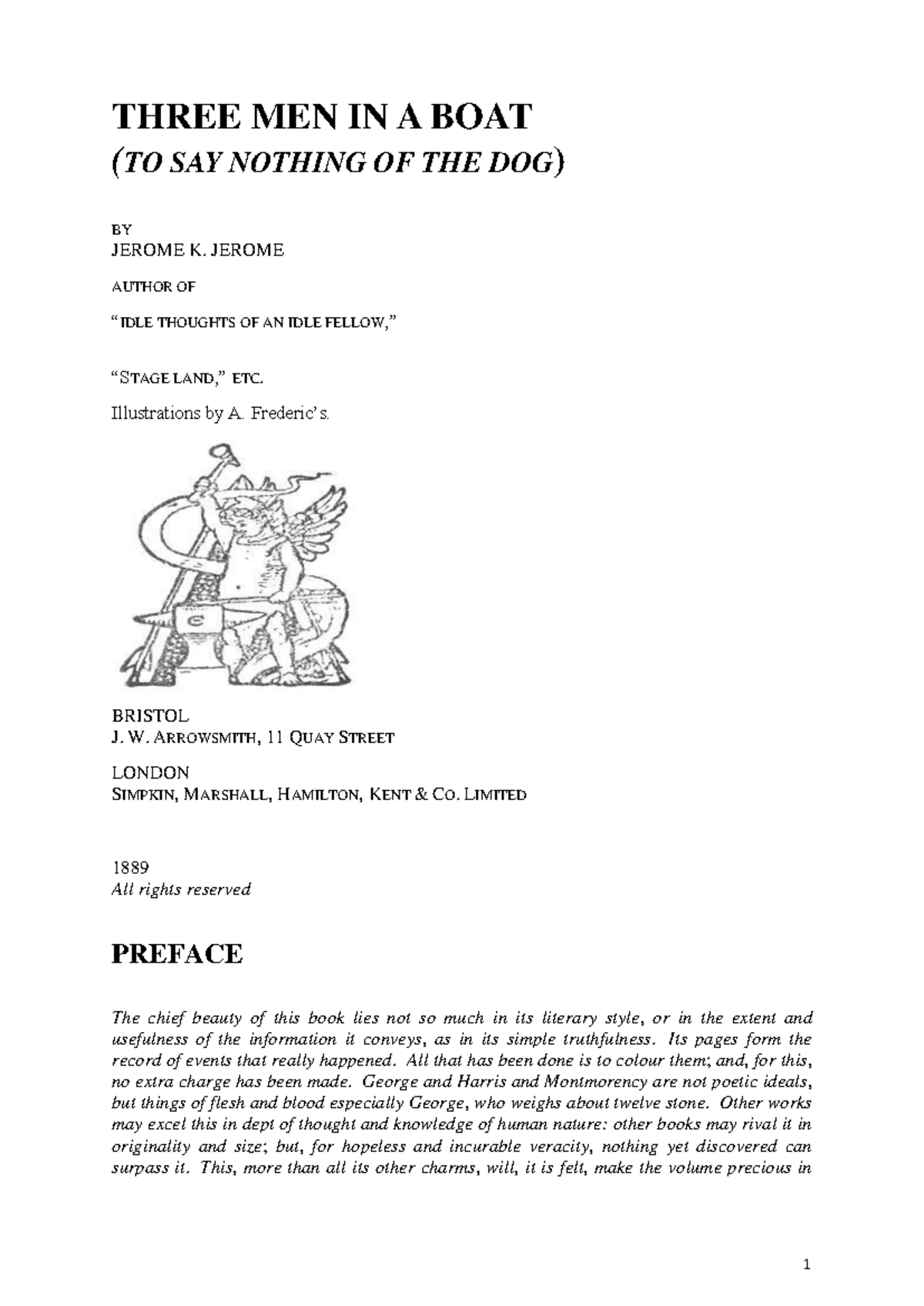 Novel-Three Men in a Boat - THREE MEN IN A BOAT (TO SAY NOTHING OF THE ...