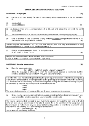COS2601 2022 0 201 - Solutions to assignment 1 - Tutorial letter 201/0/ Theoretical Computer ...
