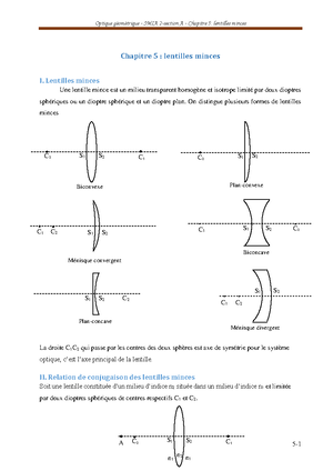 Optique chapitre 4 - Dioptres sphériques - Chapitre 4 : Dioptres sphériques I. Dioptres ...