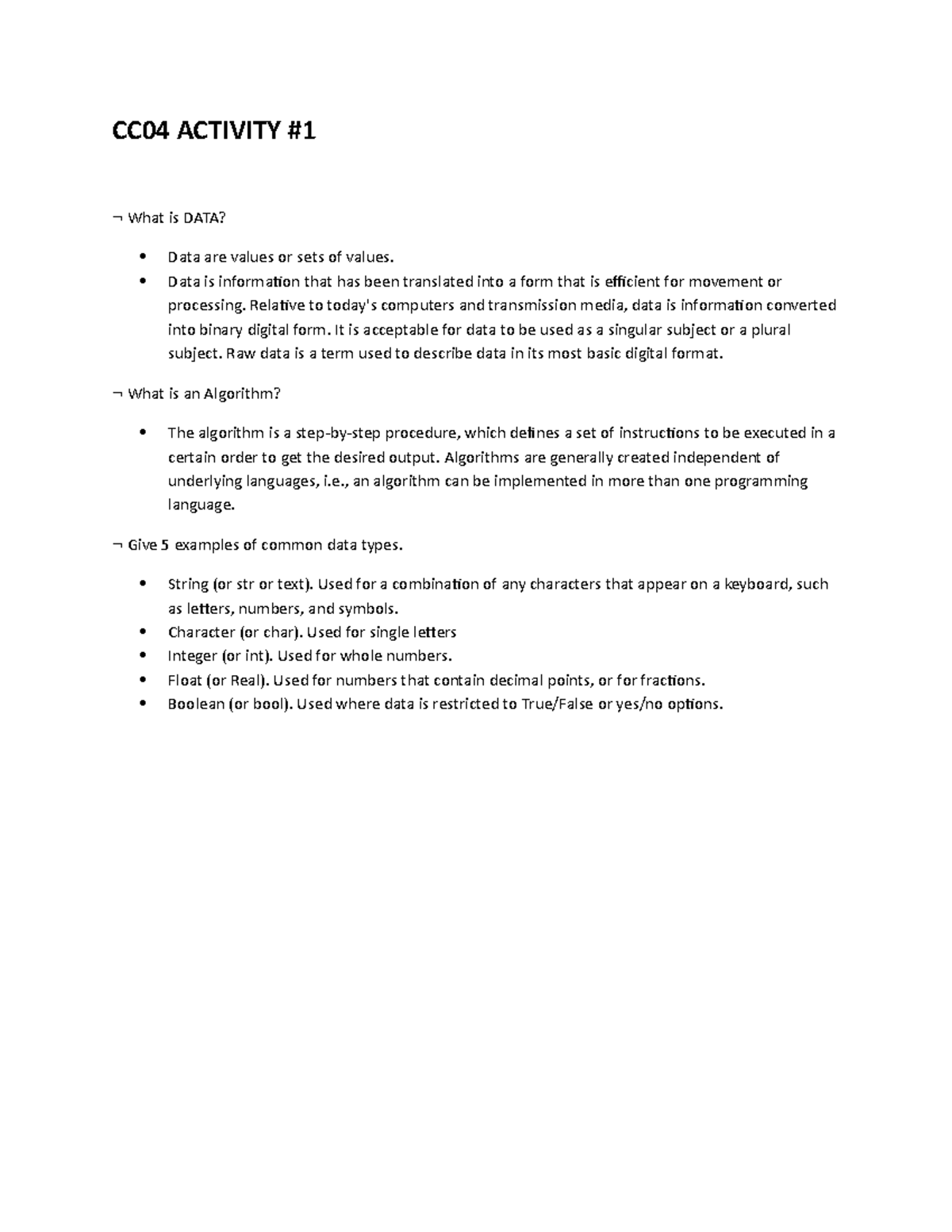 CC04 Activity 1 - Inquiries, Investigation and Immersion - ICCT ...