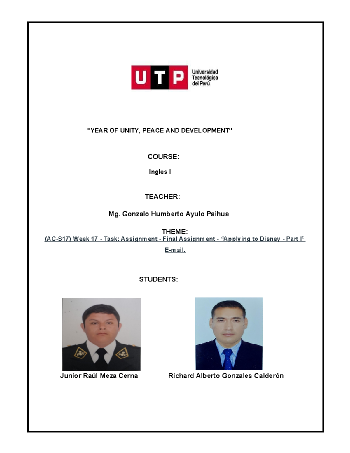 (AC-S17) Week 17 Junior Meza Richard Gonzales - Ingles II - "YEAR OF ...