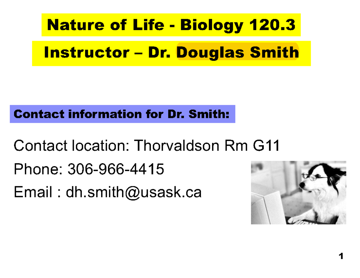 Student Lecture 1a - Compatibility Mode - Nature of Life - Biology 120 ...