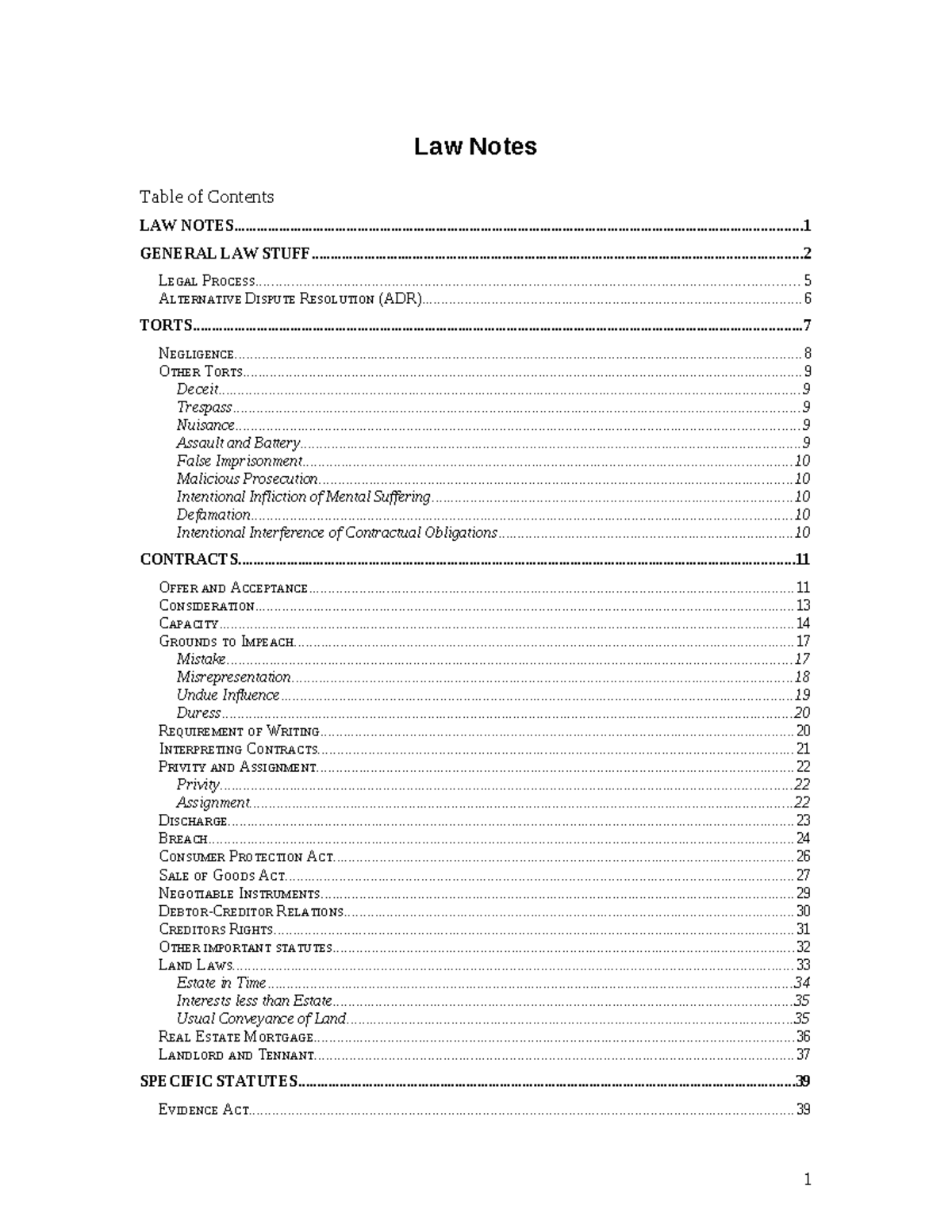 Law notes contains everything Lectures 1-29 - Law Notes GENERAL LAW ...