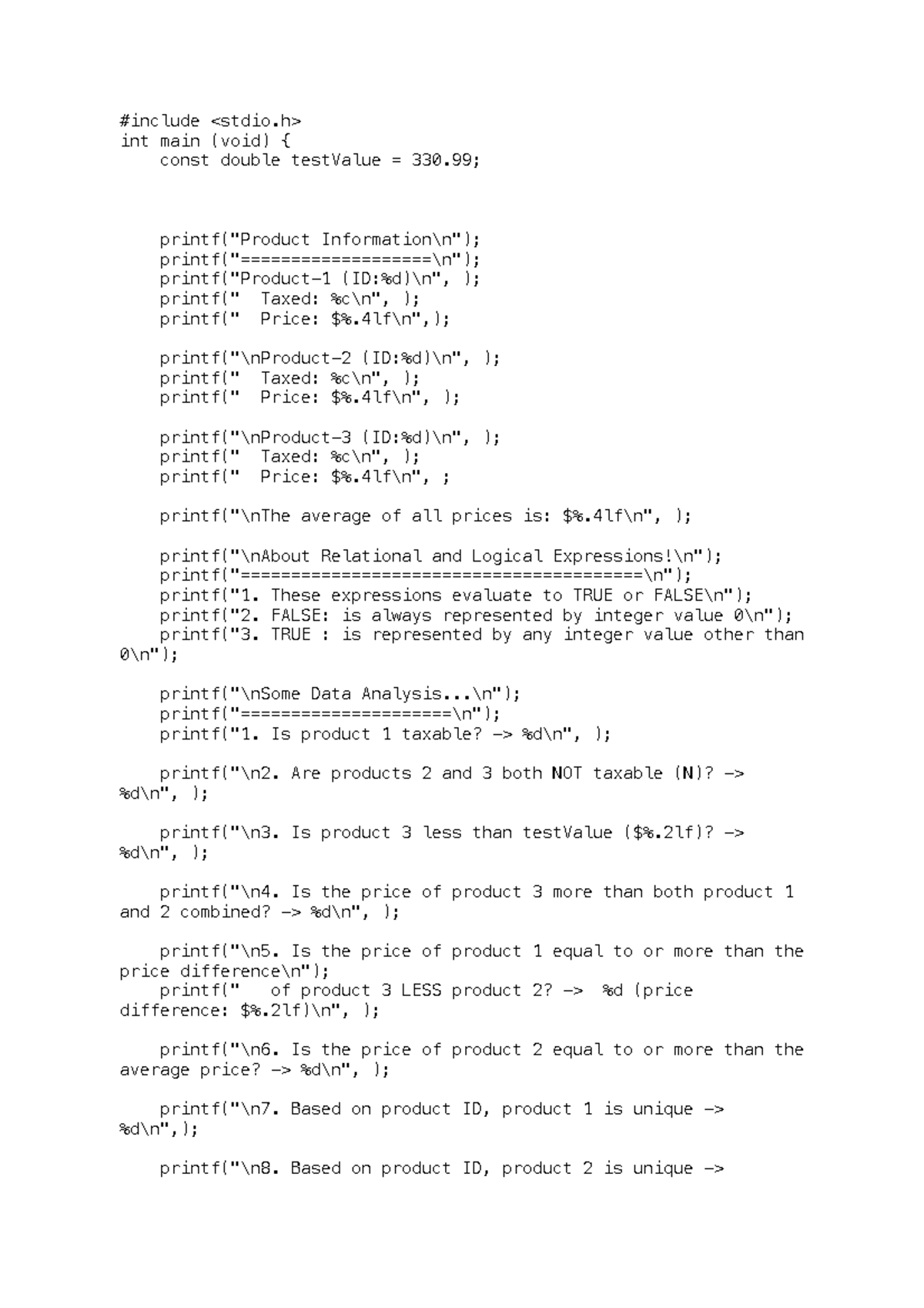 Sad - ipc 144 workshop2 p1 - #include int main (void) { const double ...