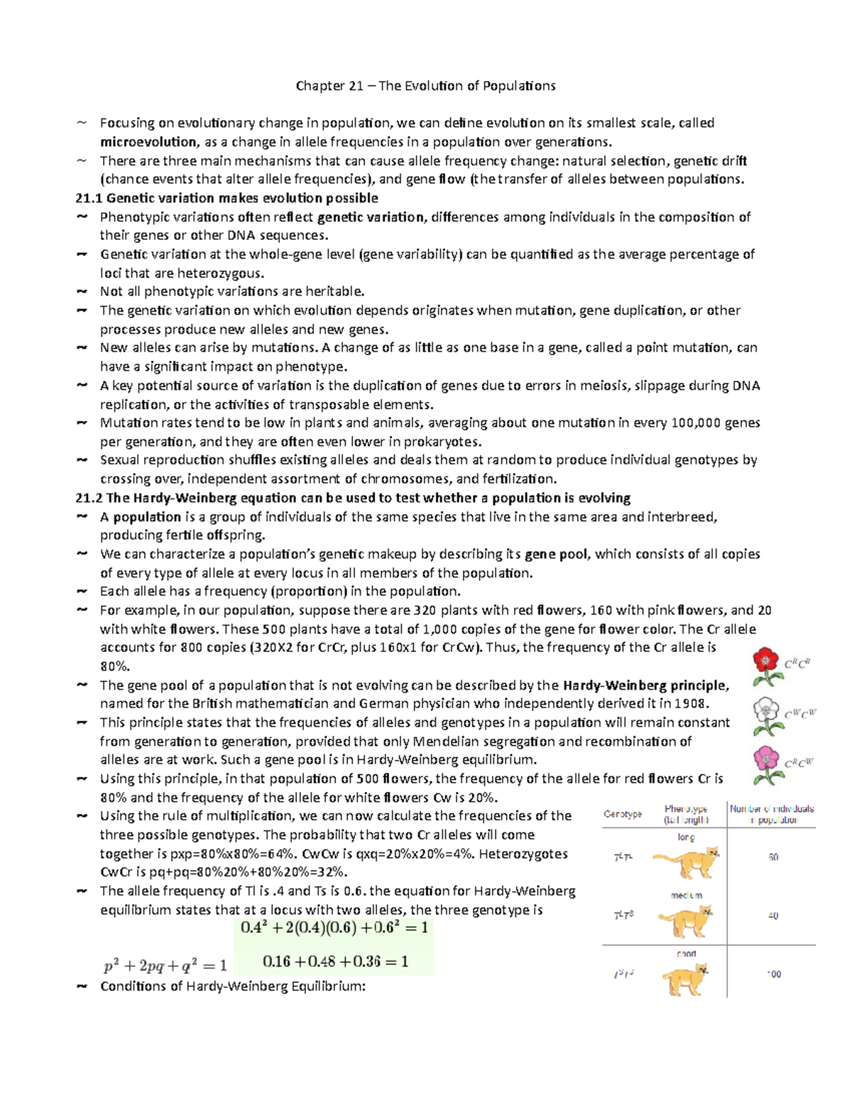 Chapter 21 – The Evolution of Populations - Chapter 21 – The Evolution ...
