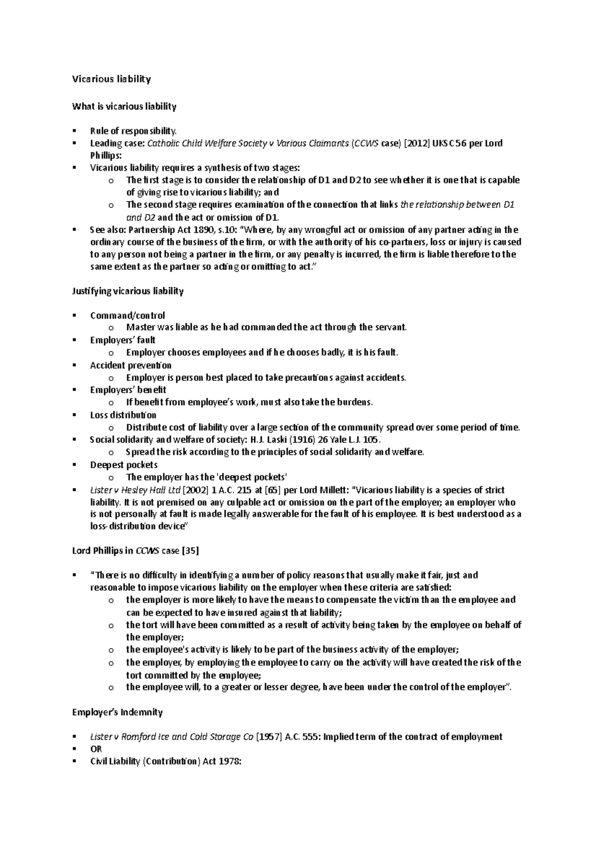 Vicarious liability - Vicarious liability What is vicarious liability ...