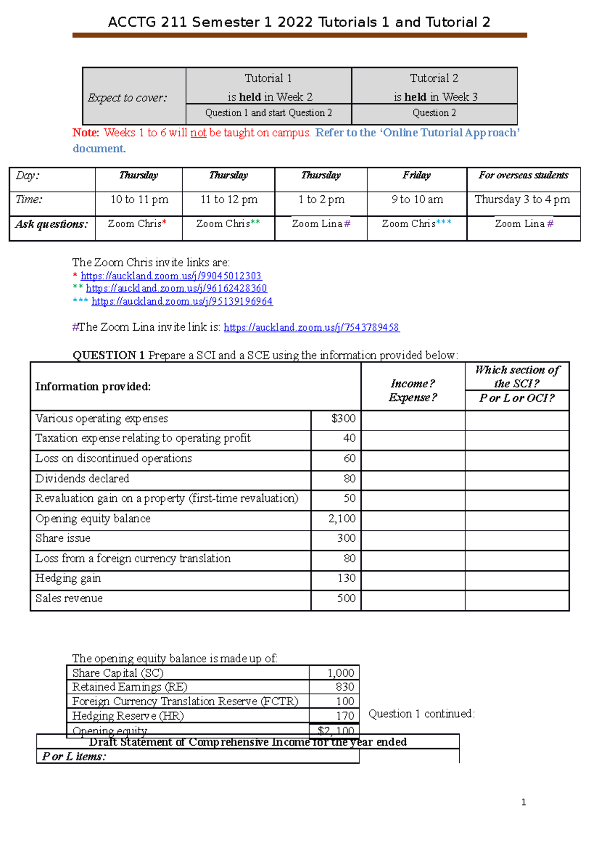Tutorial 1 and 2 Questions and space for answers - Note: Weeks 1 to 6 ...