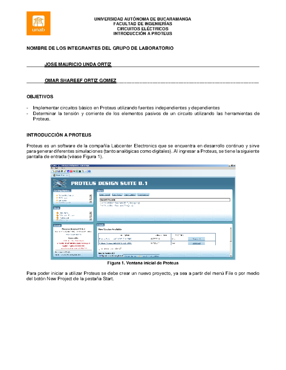 LAB1 - Mauricio UNDA - OMAR Ortiz - FACULTAD DE INGENIERÍAS CIRCUITOS ...