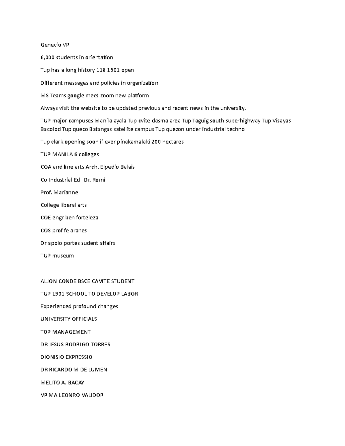 Genecio VP - yup - Genecio VP 6,000 students in orientation Tup has a ...