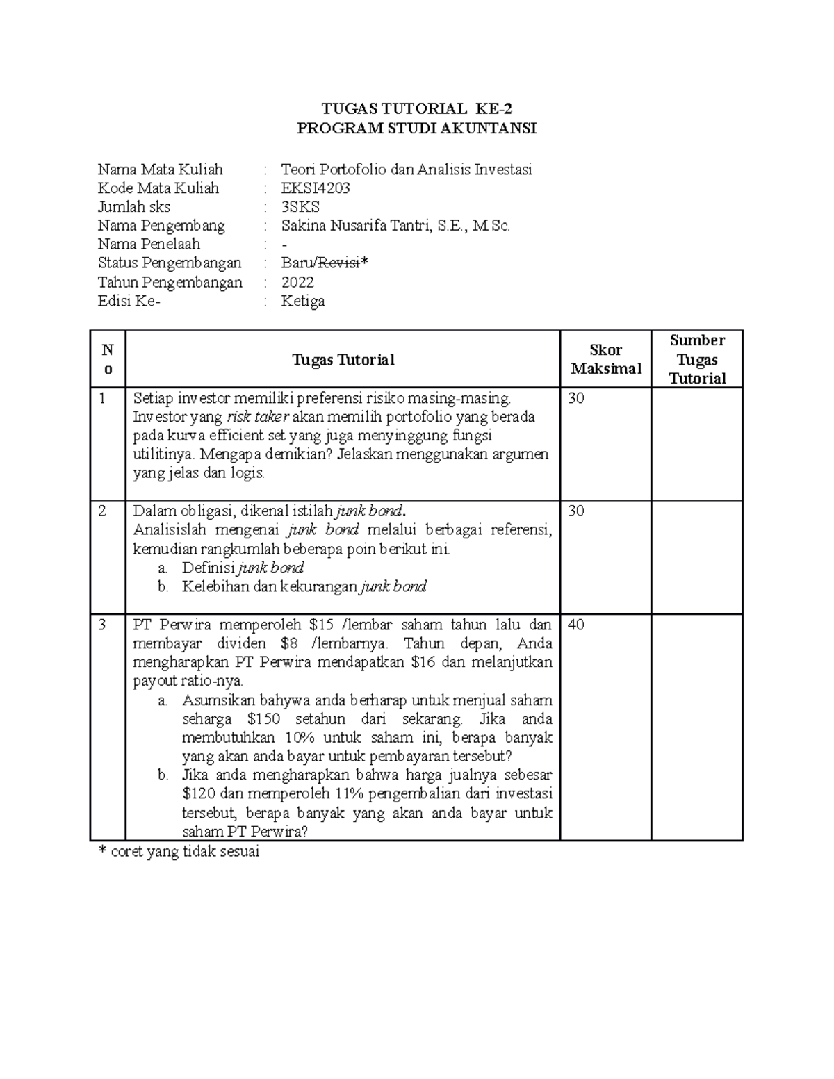 Wahri Wibowo-044374706-T2-EKSI4203-01 - TUGAS TUTORIAL KE- PROGRAM STUDI AKUNTANSI Nama Mata ...