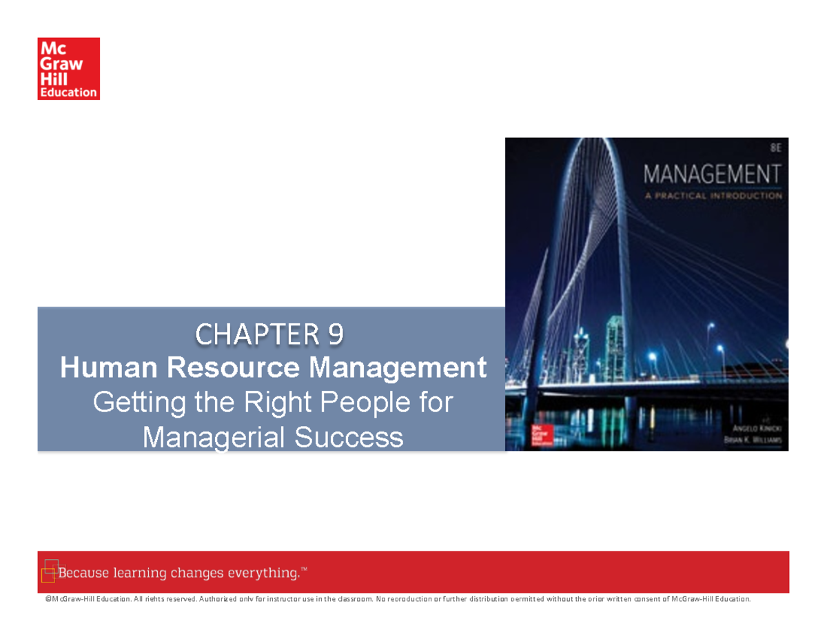 3312 Chapter 09 - CHAPTER 9 Human Resource Management Getting the Right ...