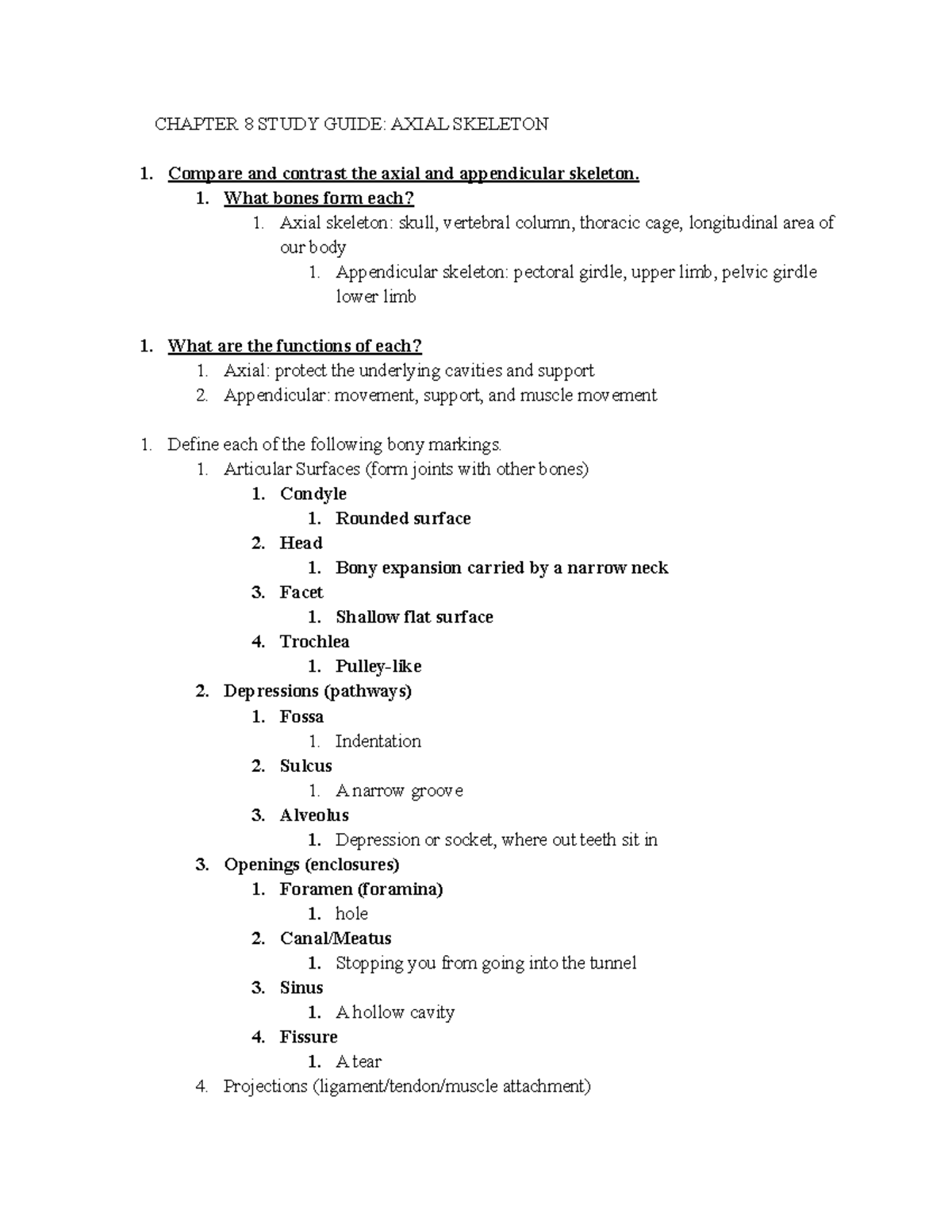 Chapter 8 Study Guide Axial Skeleton - CHAPTER 8 STUDY GUIDE: AXIAL ...