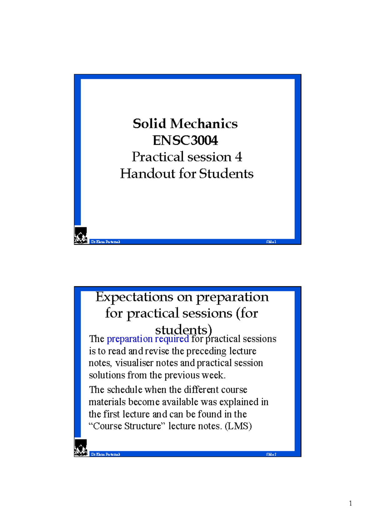 Tut Wk 4Students 2017 - Solid Mechanics ENSC3004 Practical session 4 ...