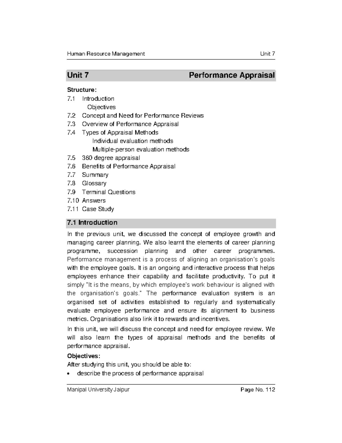 Unit 07 - Performance Appraisal - Unit 7 Performance Appraisal ...