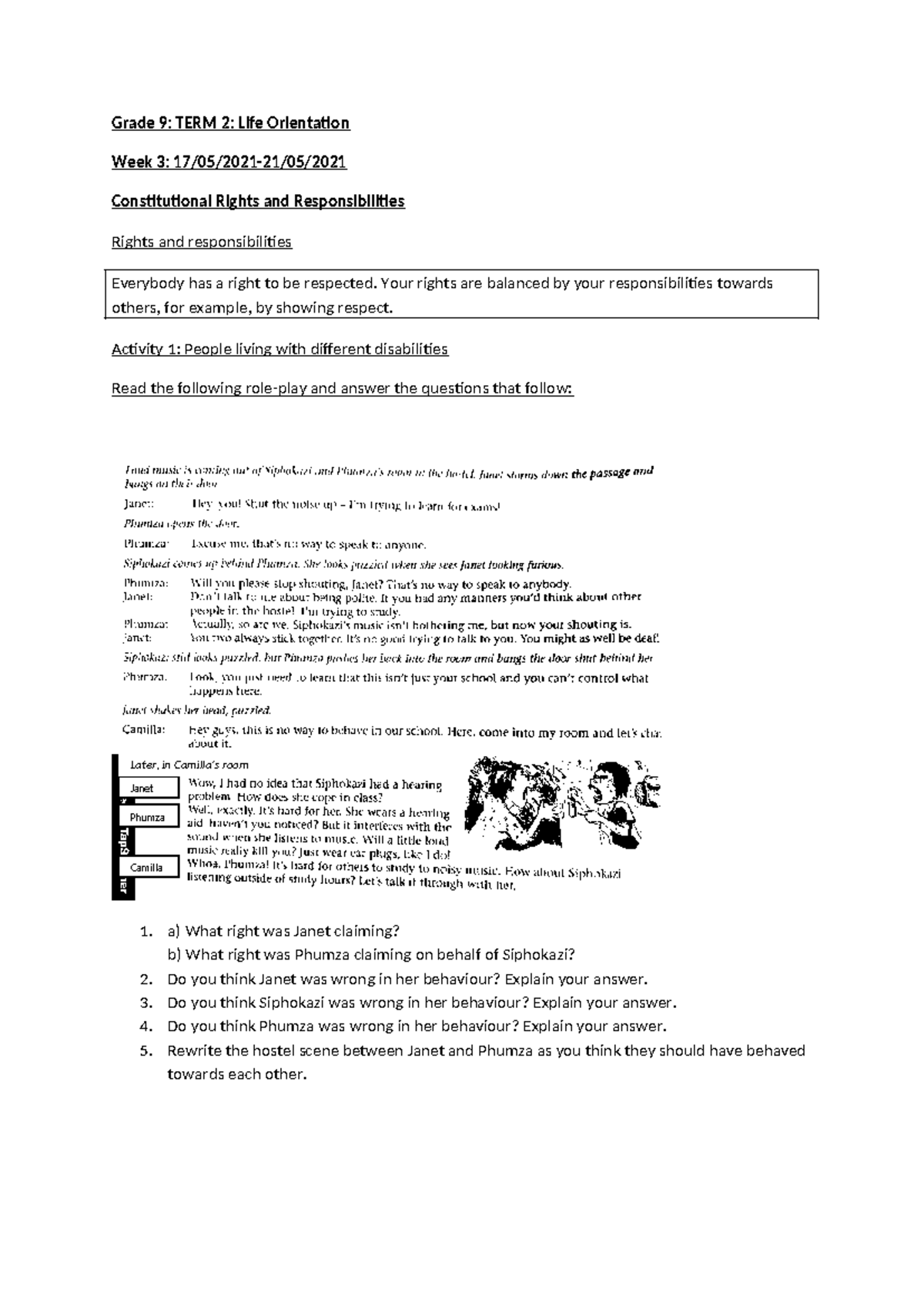 Grade 9 -LO - Grade 9: TERM 2: Life Orientation Week 3: 17/05/2021-21 ...