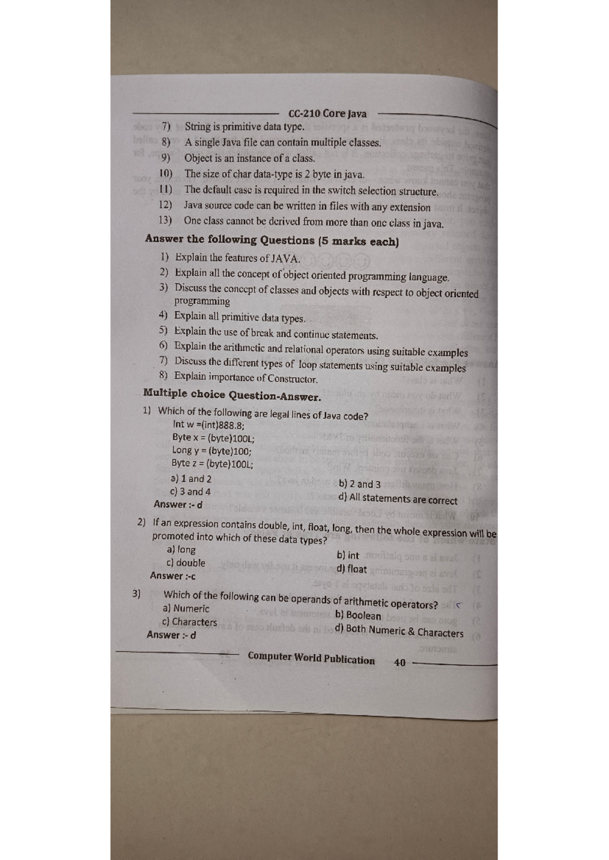 Mcq java - BCA - Studocu