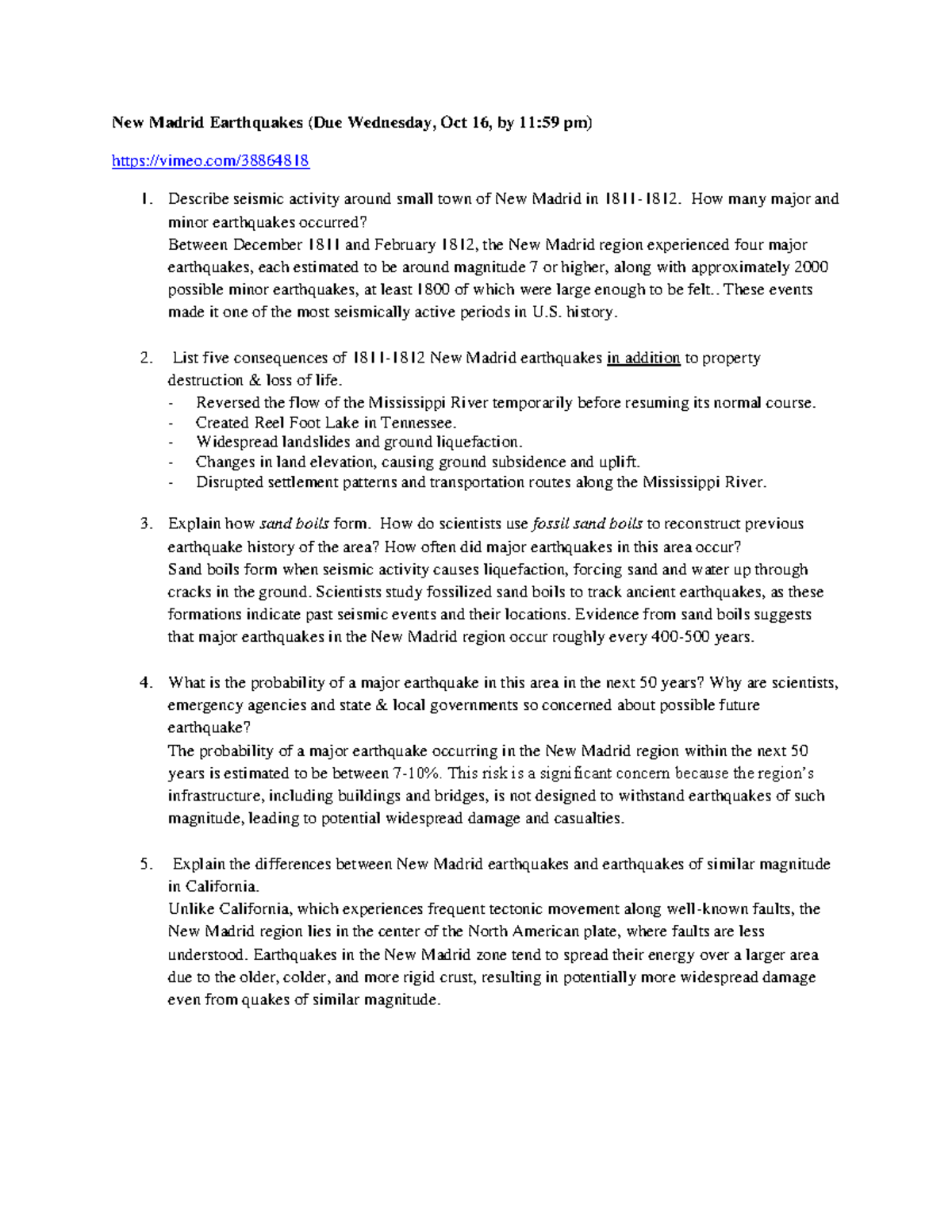 New Madrid Earthquakes - Describe seismic activity around small town of ...