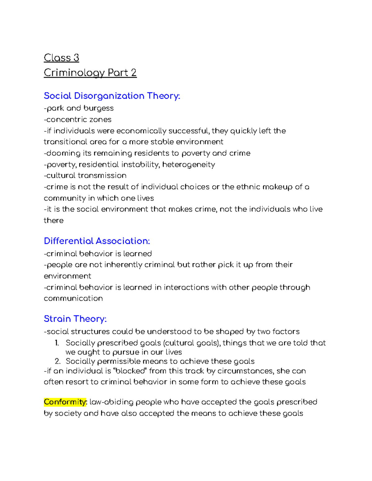 CJ Class 3 - Professor Espinoza - Class 3 Criminology Part 2 Social ...