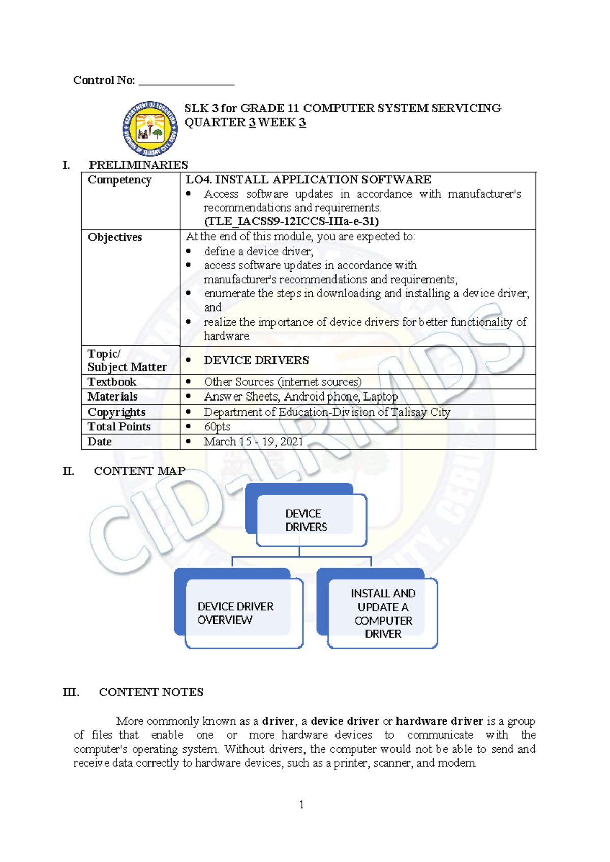 CSS11 Q3 Wk3 - CSS Quarter 3 - DEVICE DRIVERS DEVICE DRIVER OVERVIEW INSTALL AND UPDATE A ...