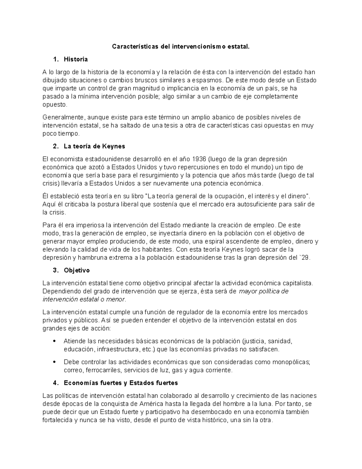 Características del intervencionismo estatal - 1. Historia A lo largo ...