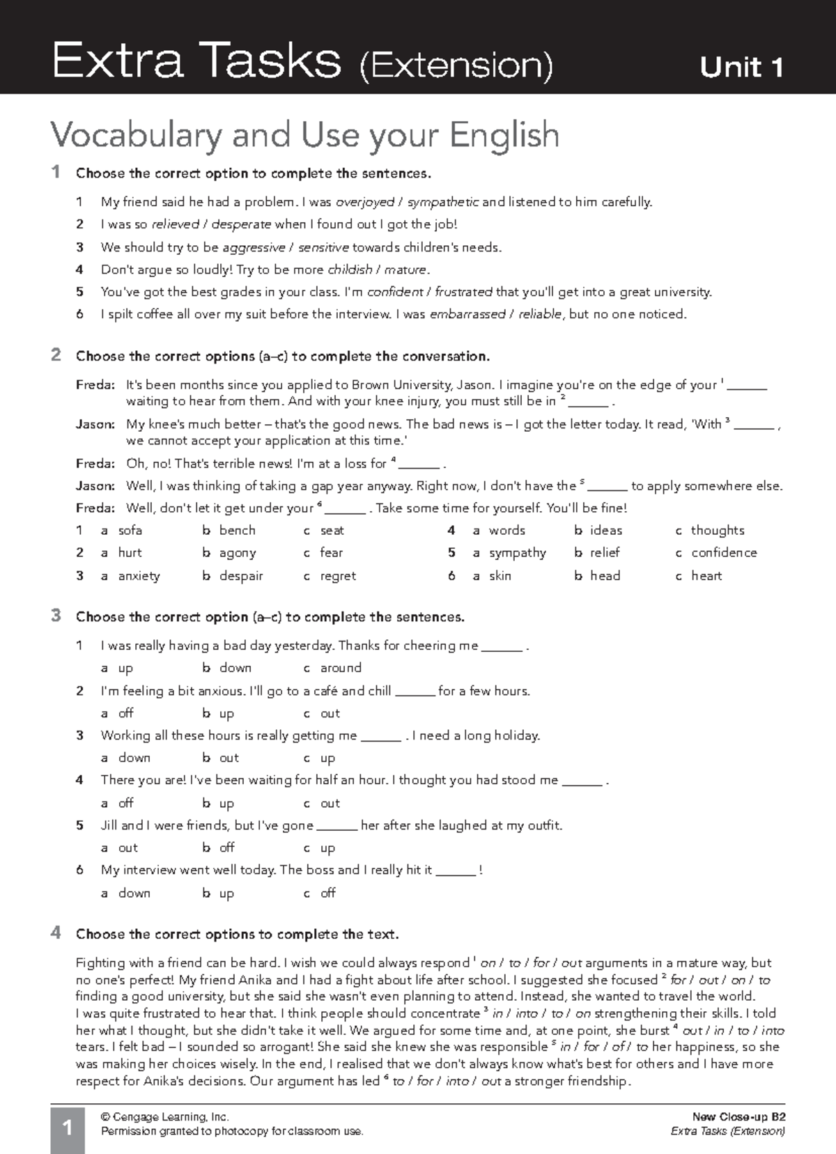 Ncu b2 extra tasks extension u1 - ####### © Cengage Learning, Inc. ####### Permission granted to ...