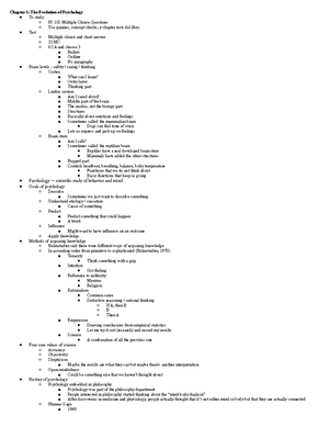 PS 101 Exam 4 study guide - Exam 4 Study Guide PS 101-03 Abnormal ...