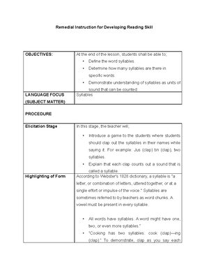 The Remedial Classroom, Organization & Management- Remedial Instruction ...