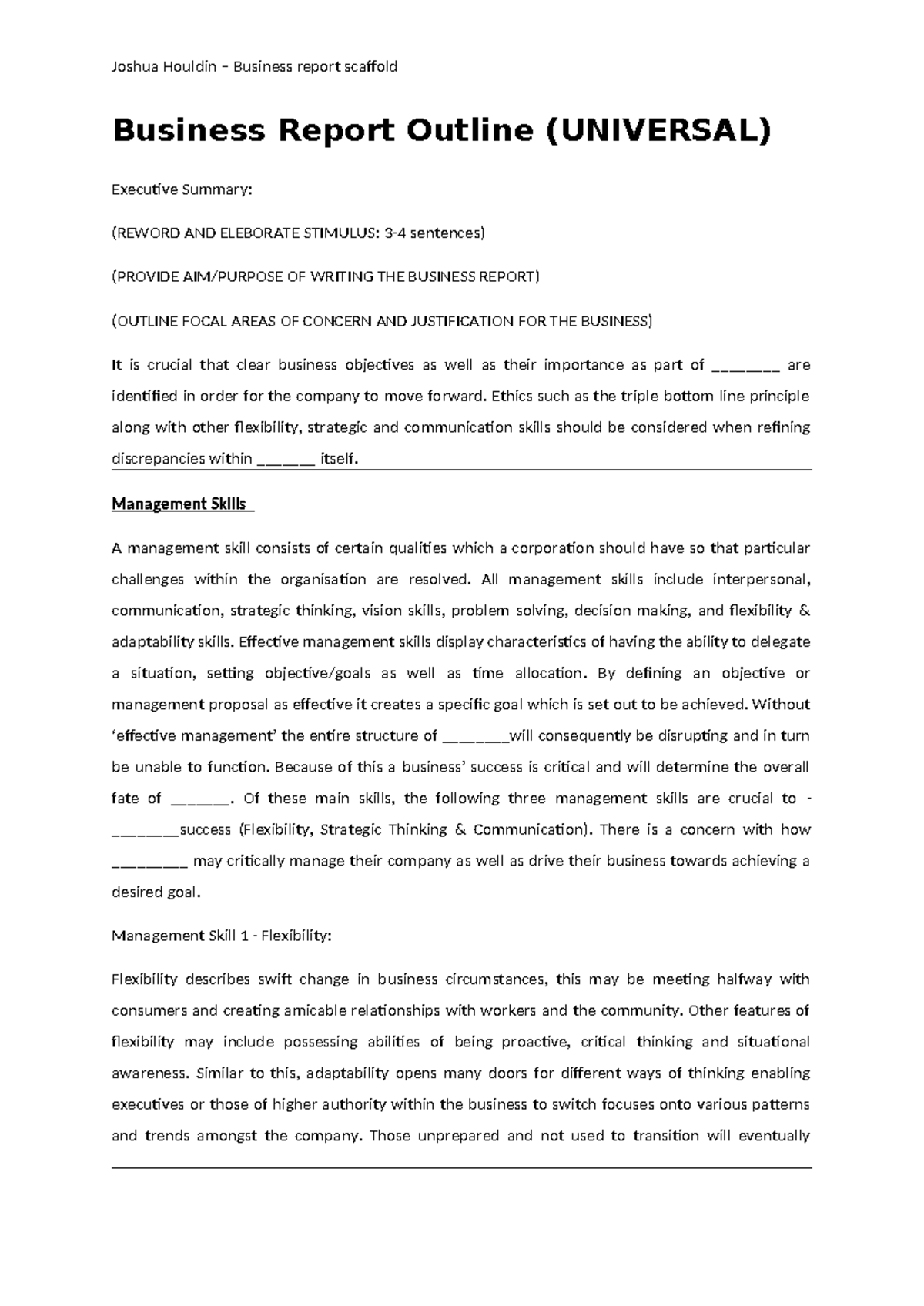 Business-report-outline - Joshua Houldin – Business report scaffold ...